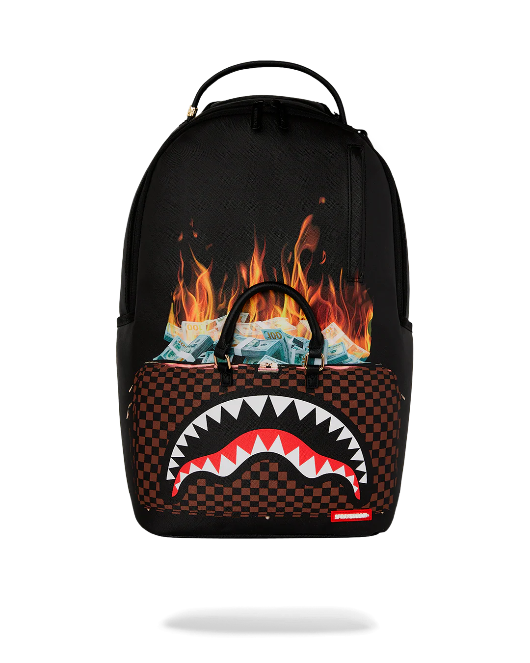 Sprayground Money On Fire Backpack | Shark Designer Streetwear Bag ...